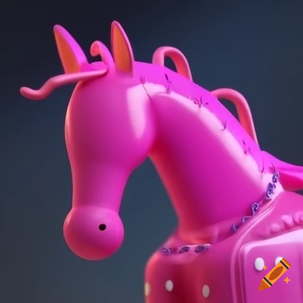 Surrealistic pink horse artwork on Craiyon