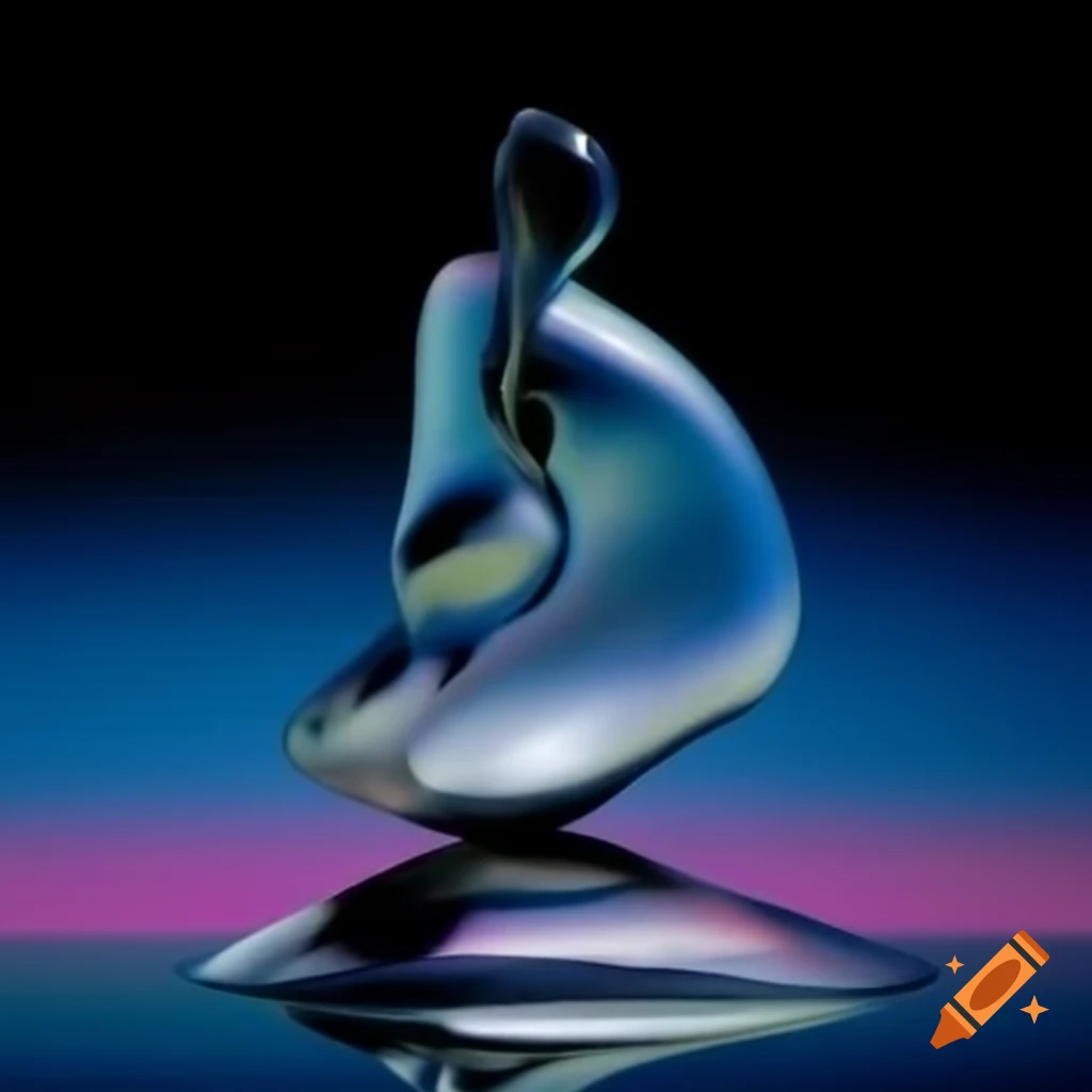 Pop surrealism photography featuring iridescent glass statue on Craiyon