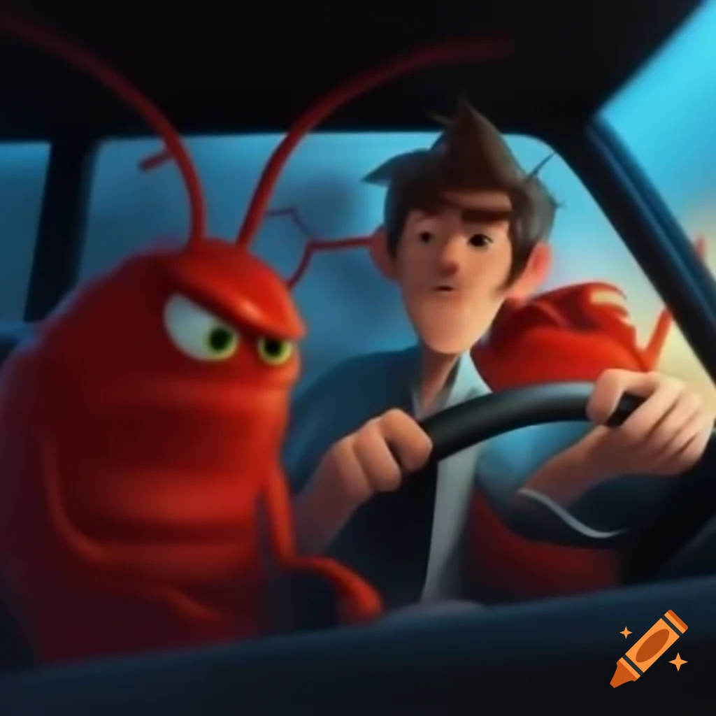 Driver in car encountering Helldivers bugs on Craiyon