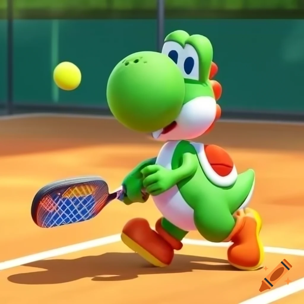 Yoshi playing pickleball on Craiyon