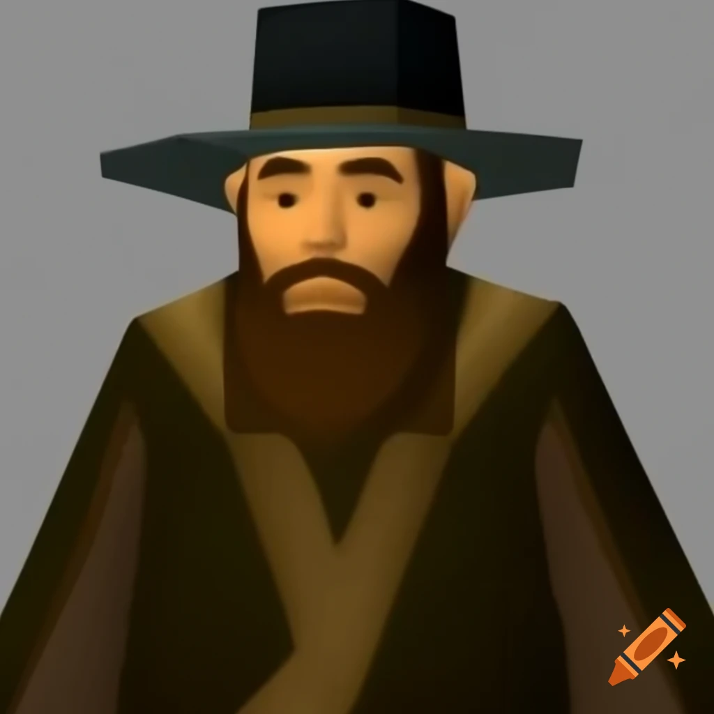 Character in Runescape style resembling a rabbi on Craiyon