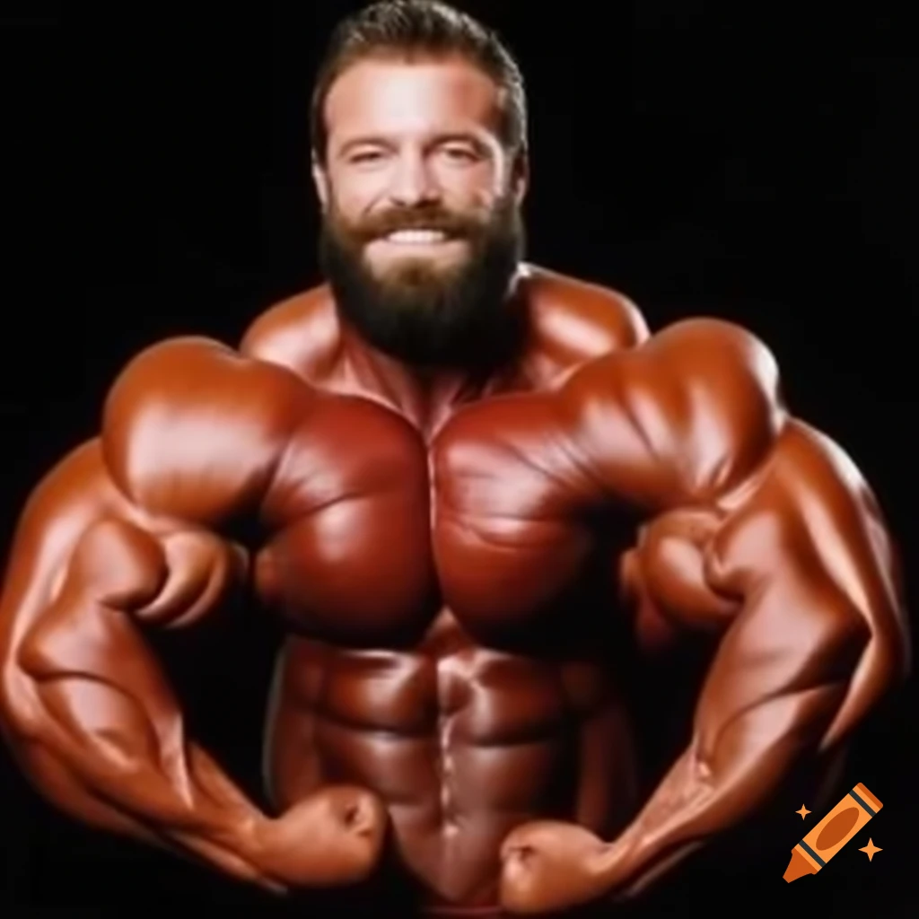 Muscular bodybuilder with beard showcasing strength on Craiyon