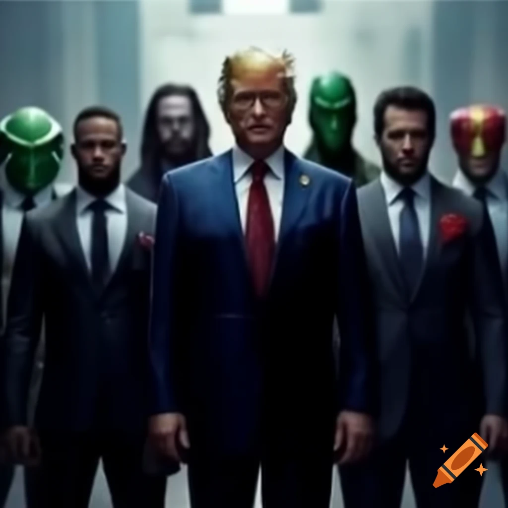 Group of six mutant men wearing suits on Craiyon