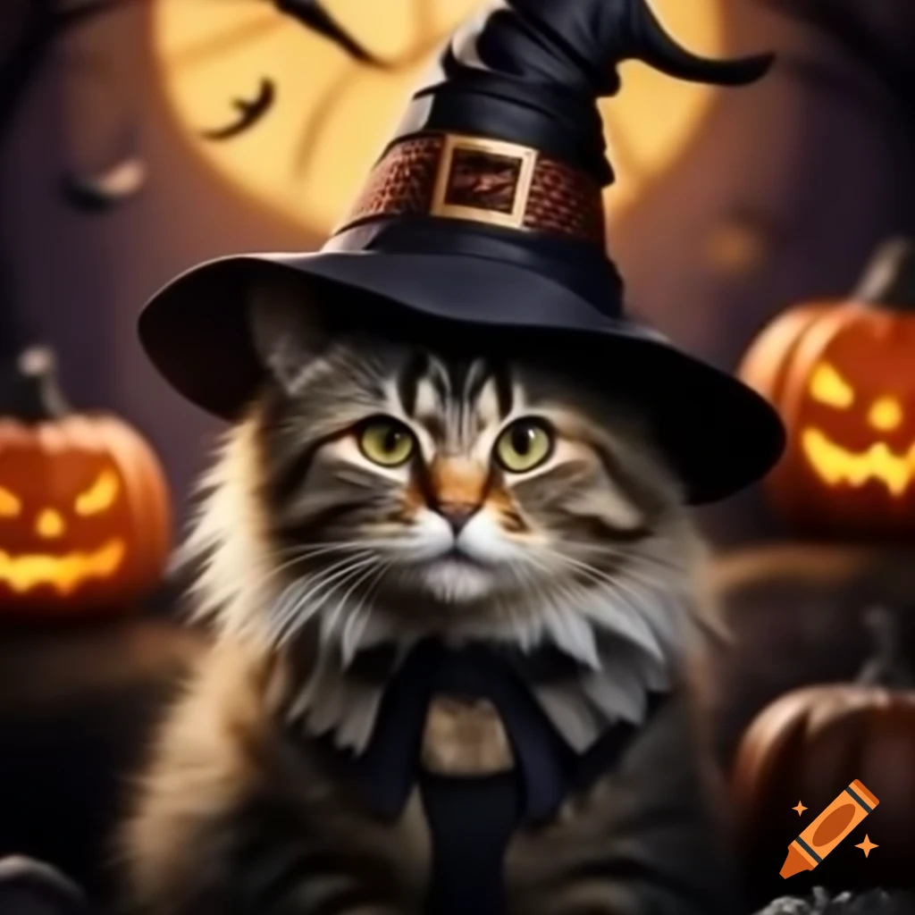 Cat dressed as a wizard casting spells on Craiyon