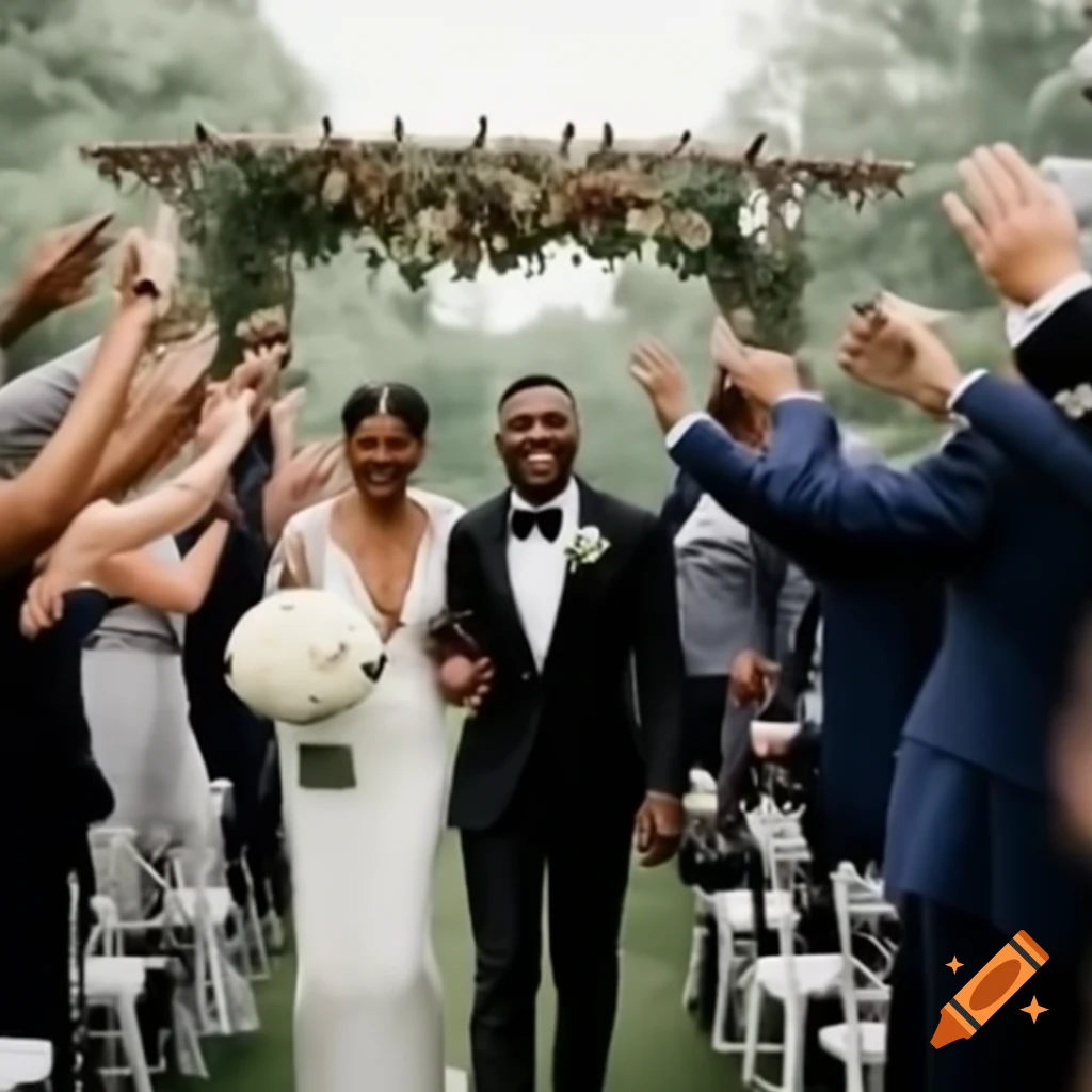 Stylish african american couple celebrating their wedding on Craiyon