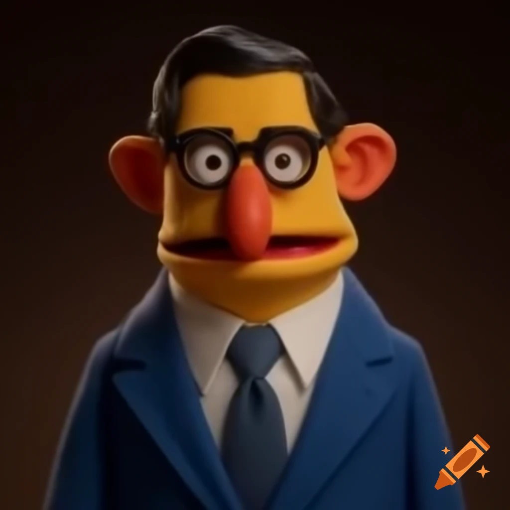 Muppet representation of Bolivian President Luis Arce Catacora in dark ...