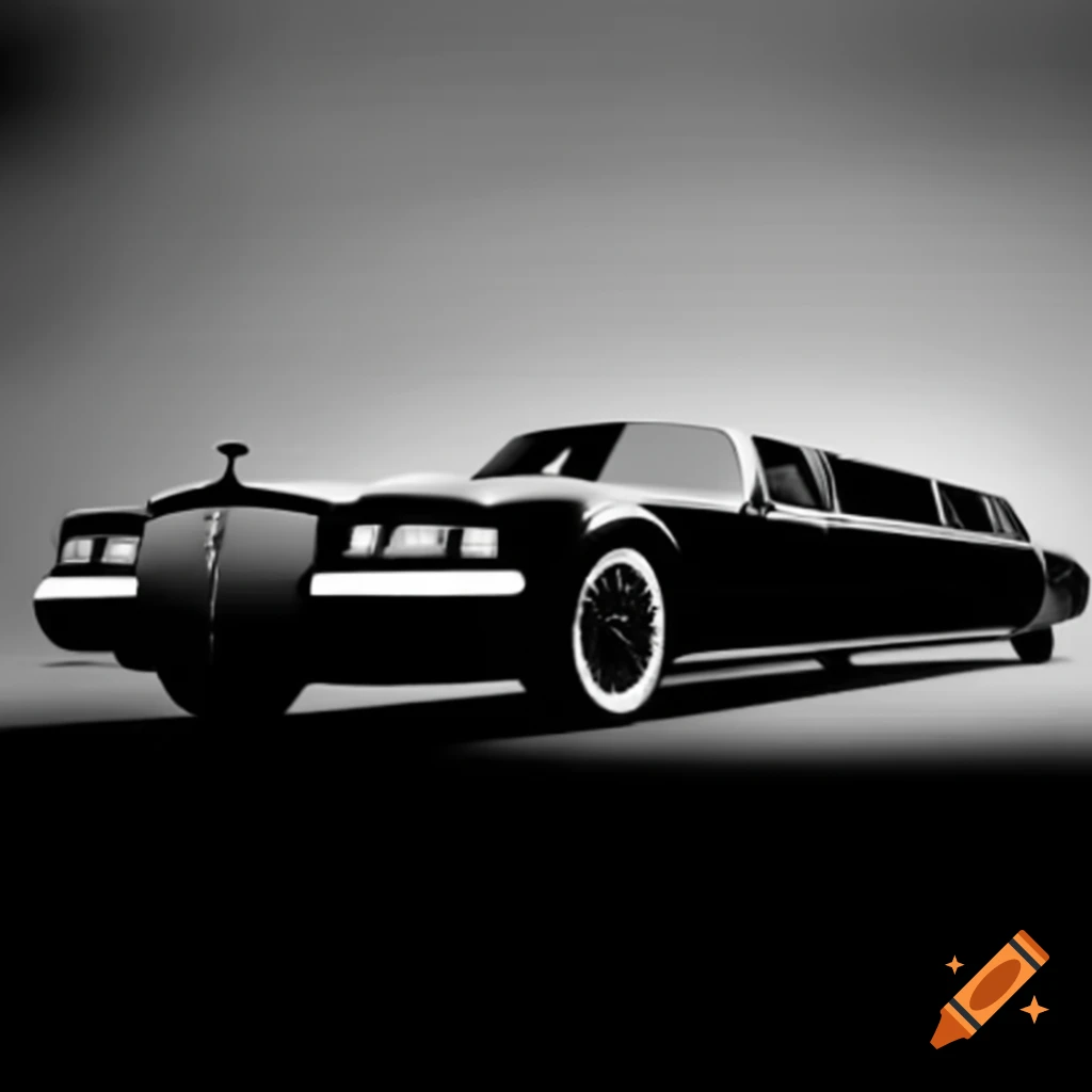 Sleek silhouette of a limousine in black and white, symbolizing luxury ...
