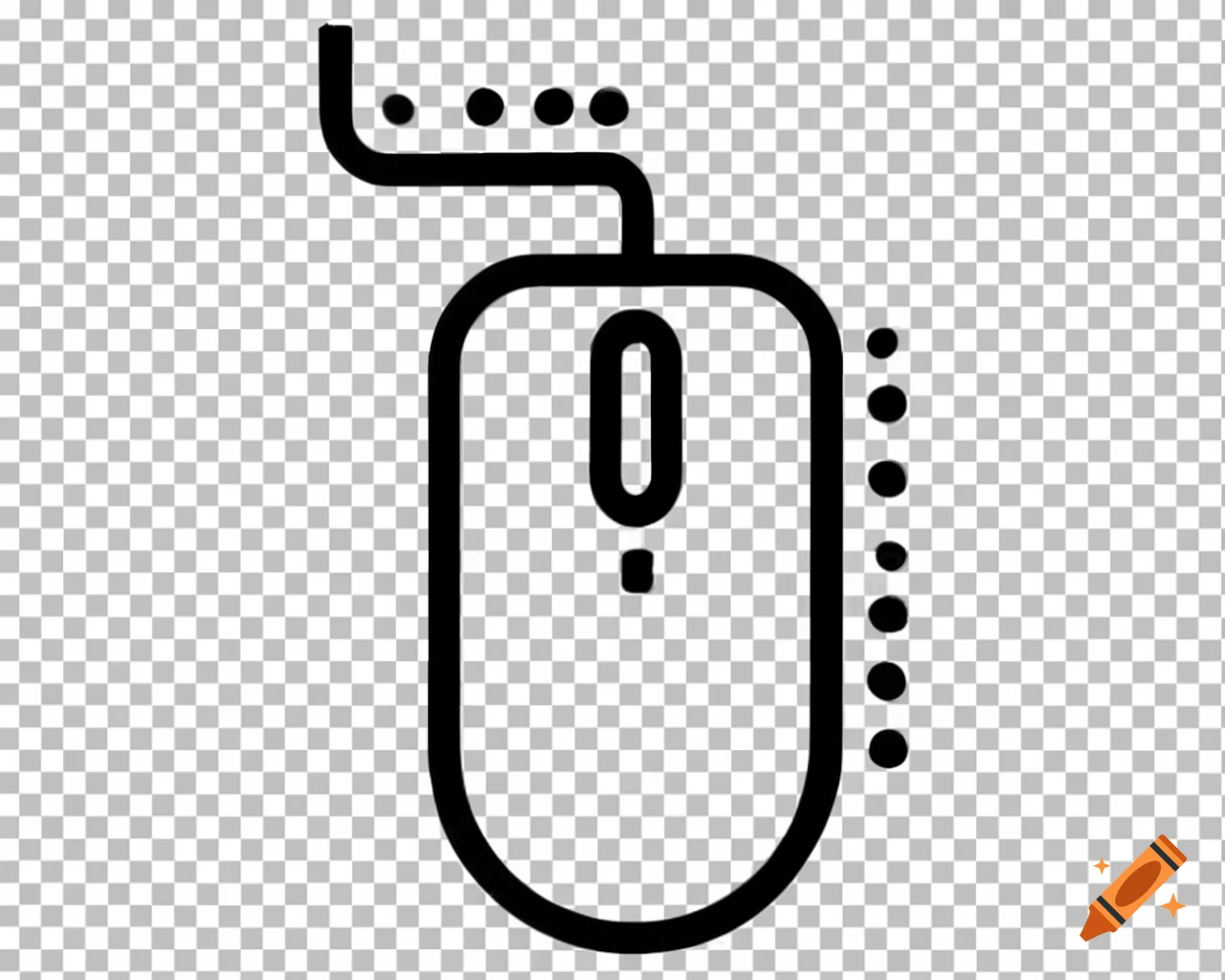 Black outline of a computer mouse on Craiyon