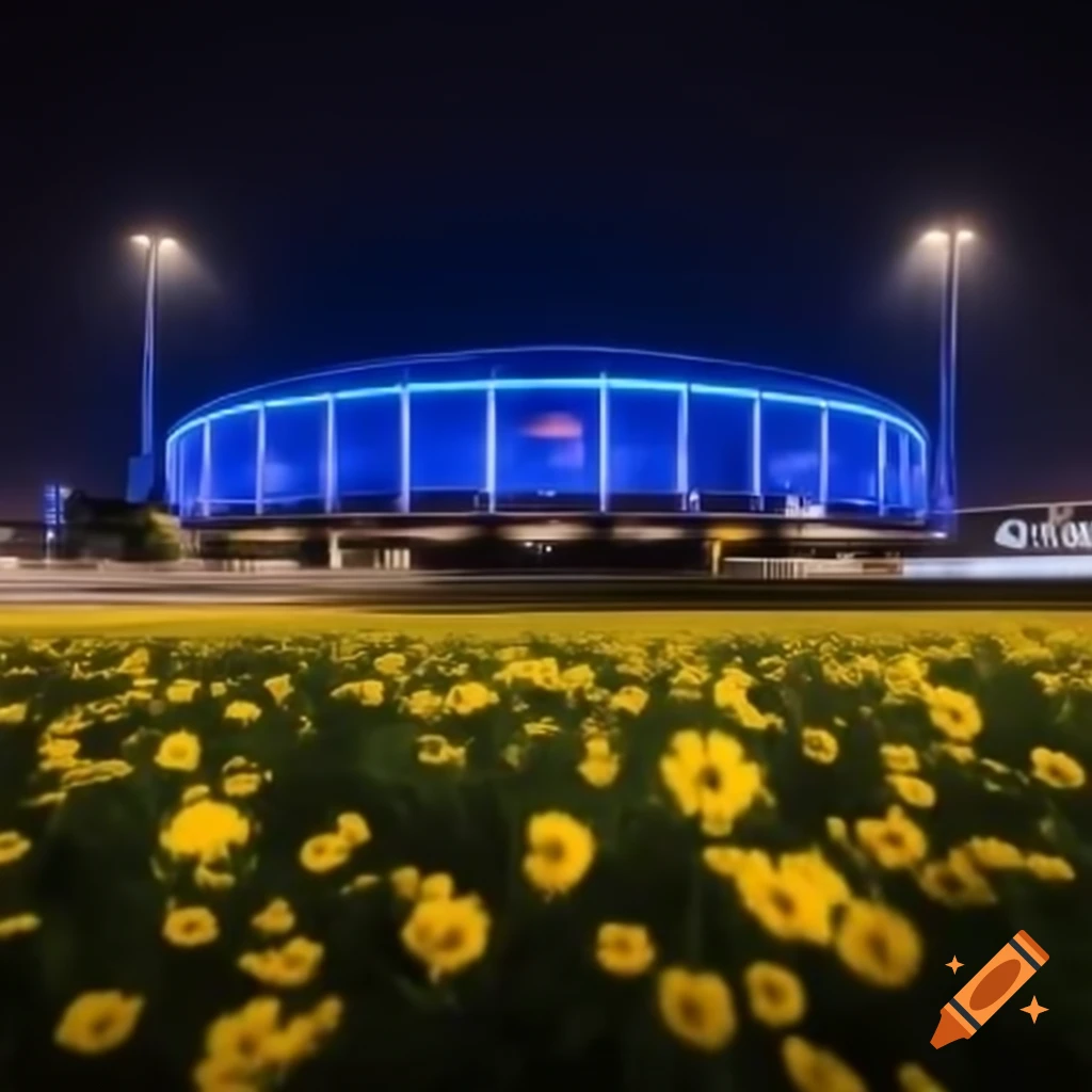 Soccer stadium with rainbow structure on Craiyon