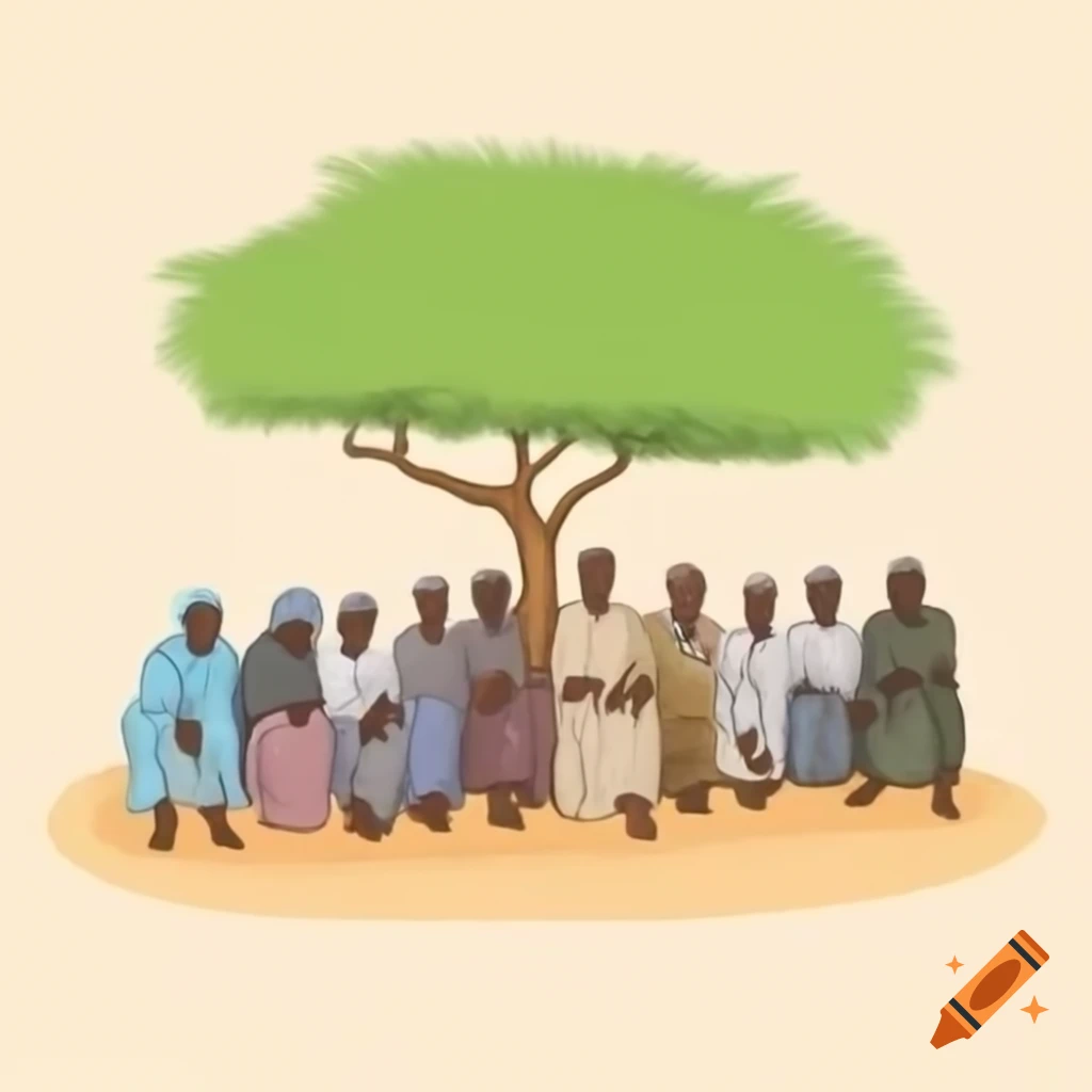 Group of Somali elders under tree resolving tribal dispute, Amin Amir ...