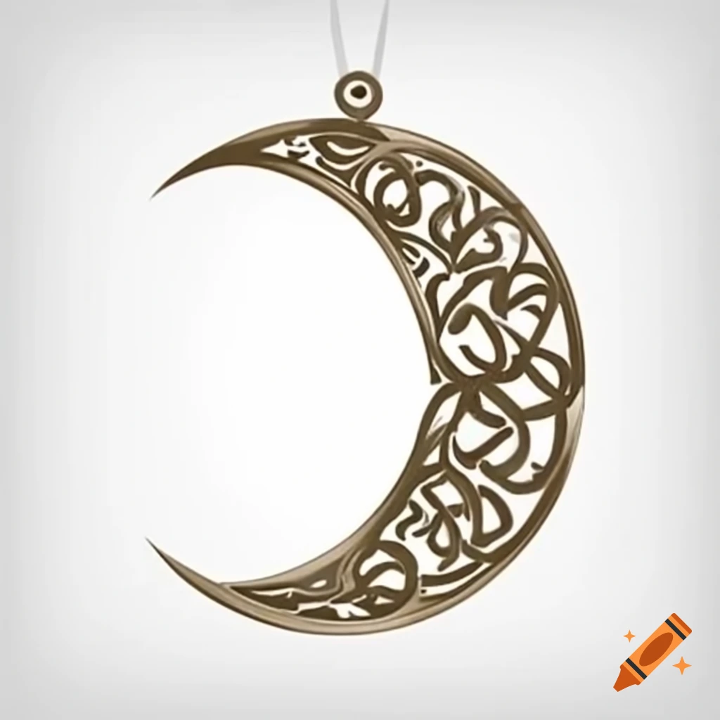 Metallic filigree crescent pendant design on Craiyon