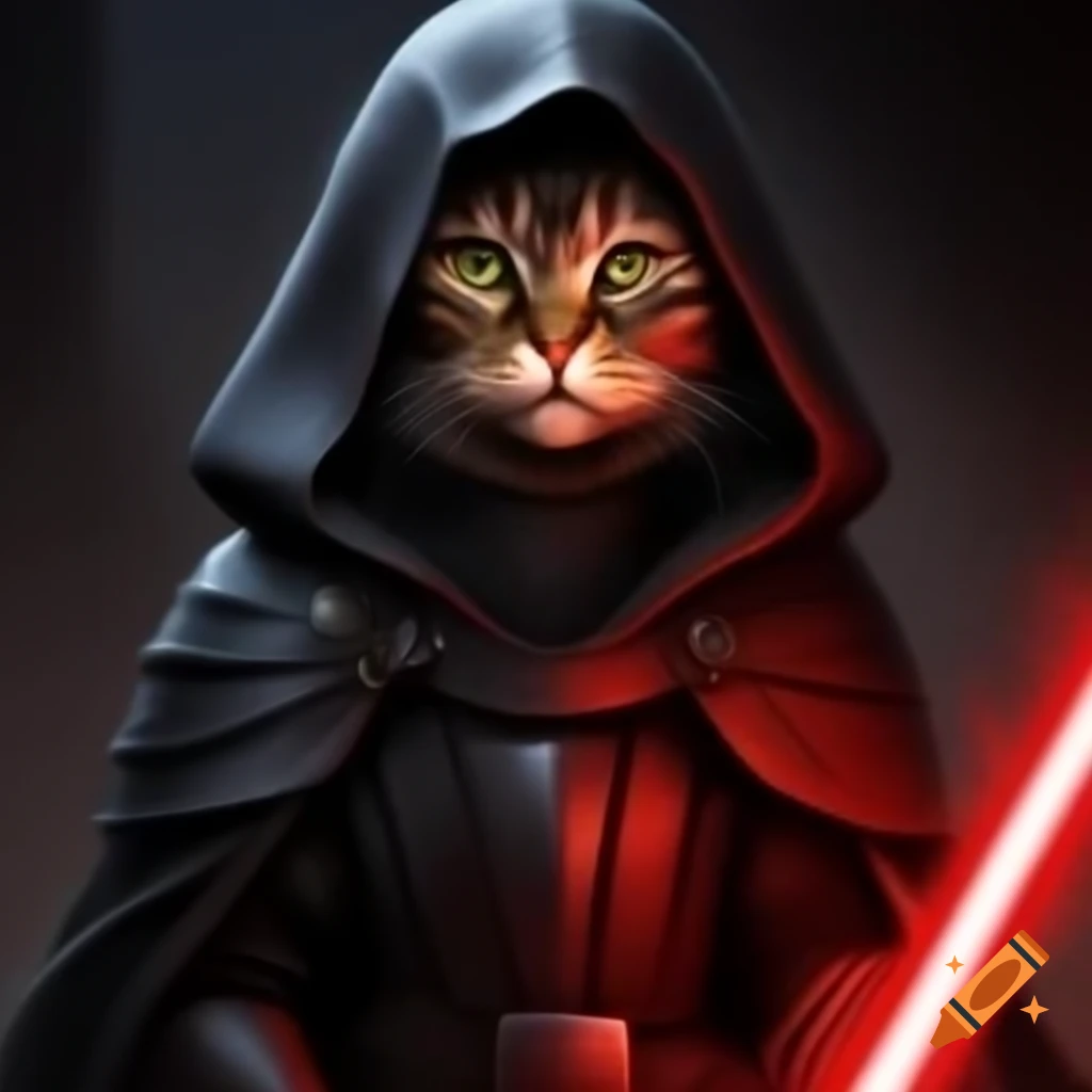 Realistic cosplay of flannery from pokémon as a sith lord, showcasing intense expression on Craiyon