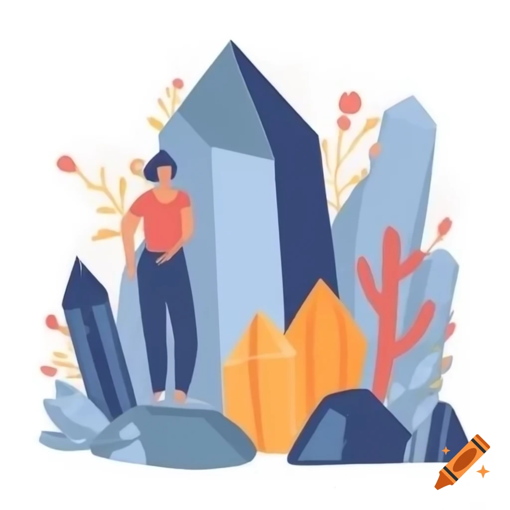 Artistic drawing featuring crystals and a woman on Craiyon