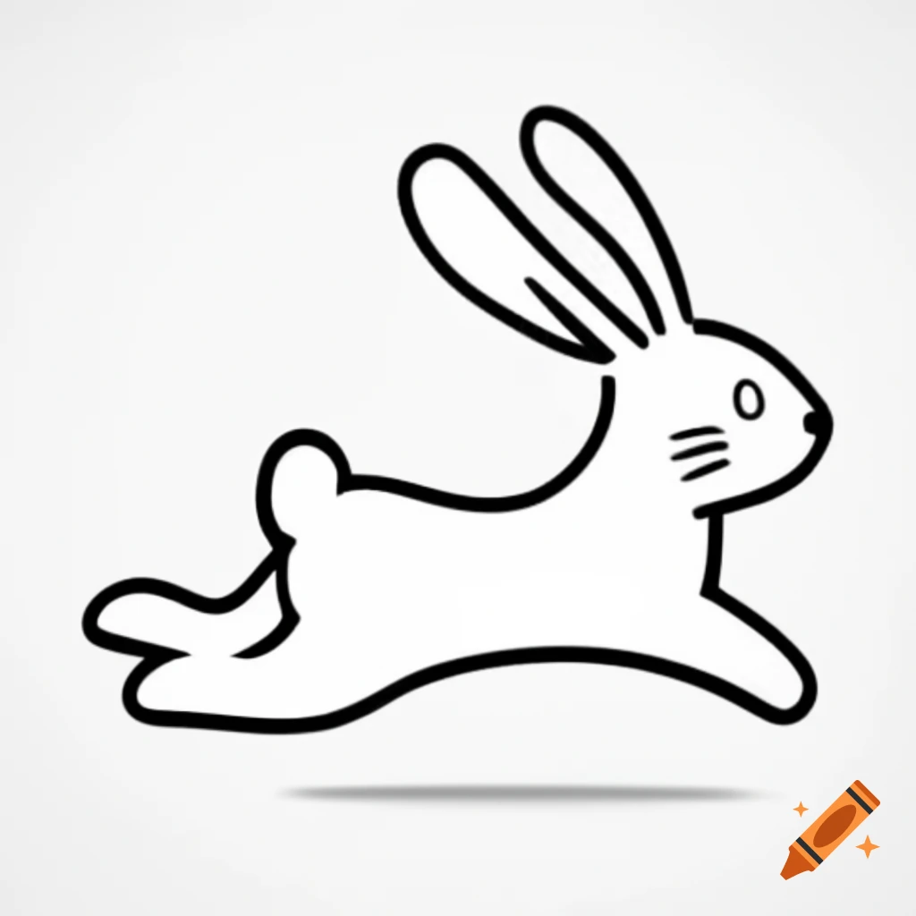 Simple cartoon rabbit running sideways on Craiyon