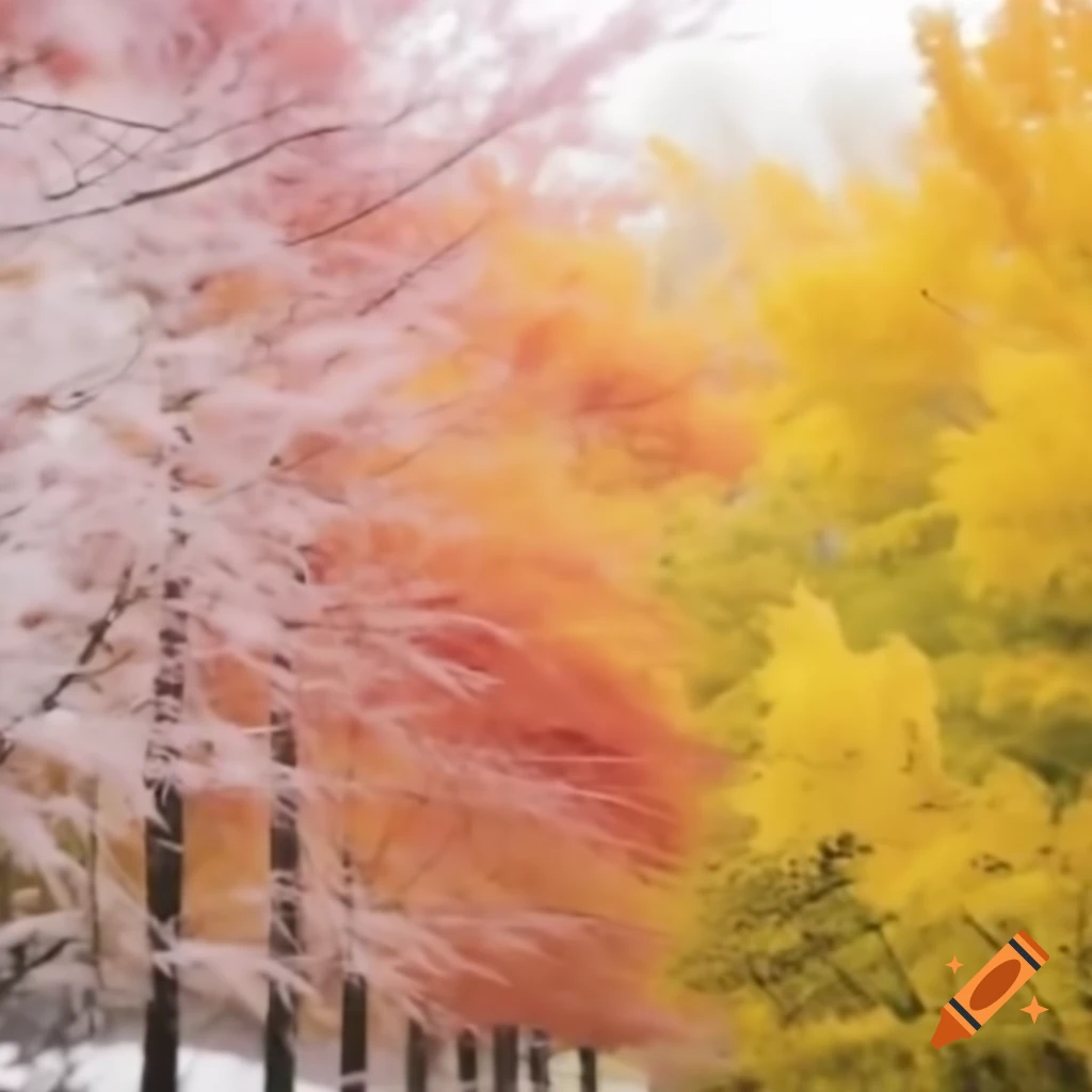 Seasonal transition from winter to spring to summer to autumn on Craiyon