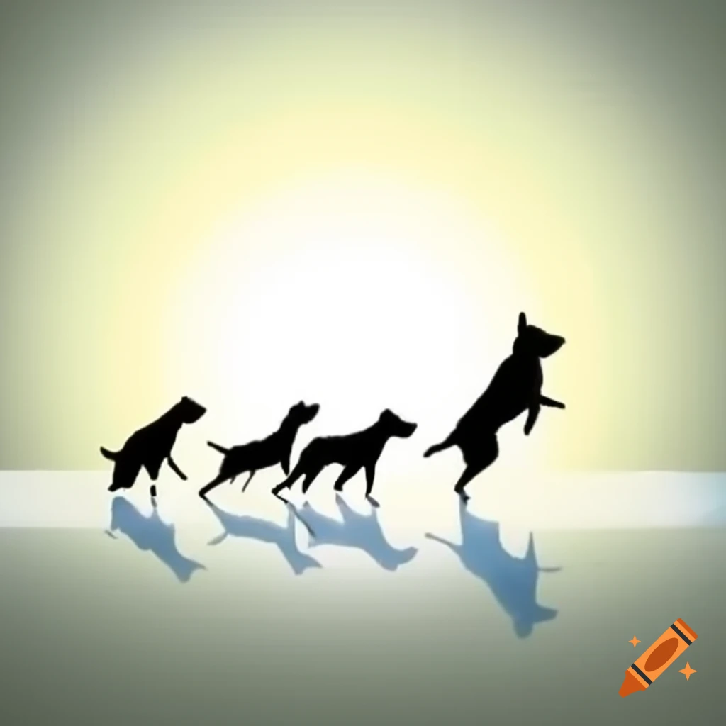 Silhouettes of dogs playing on bright background on Craiyon