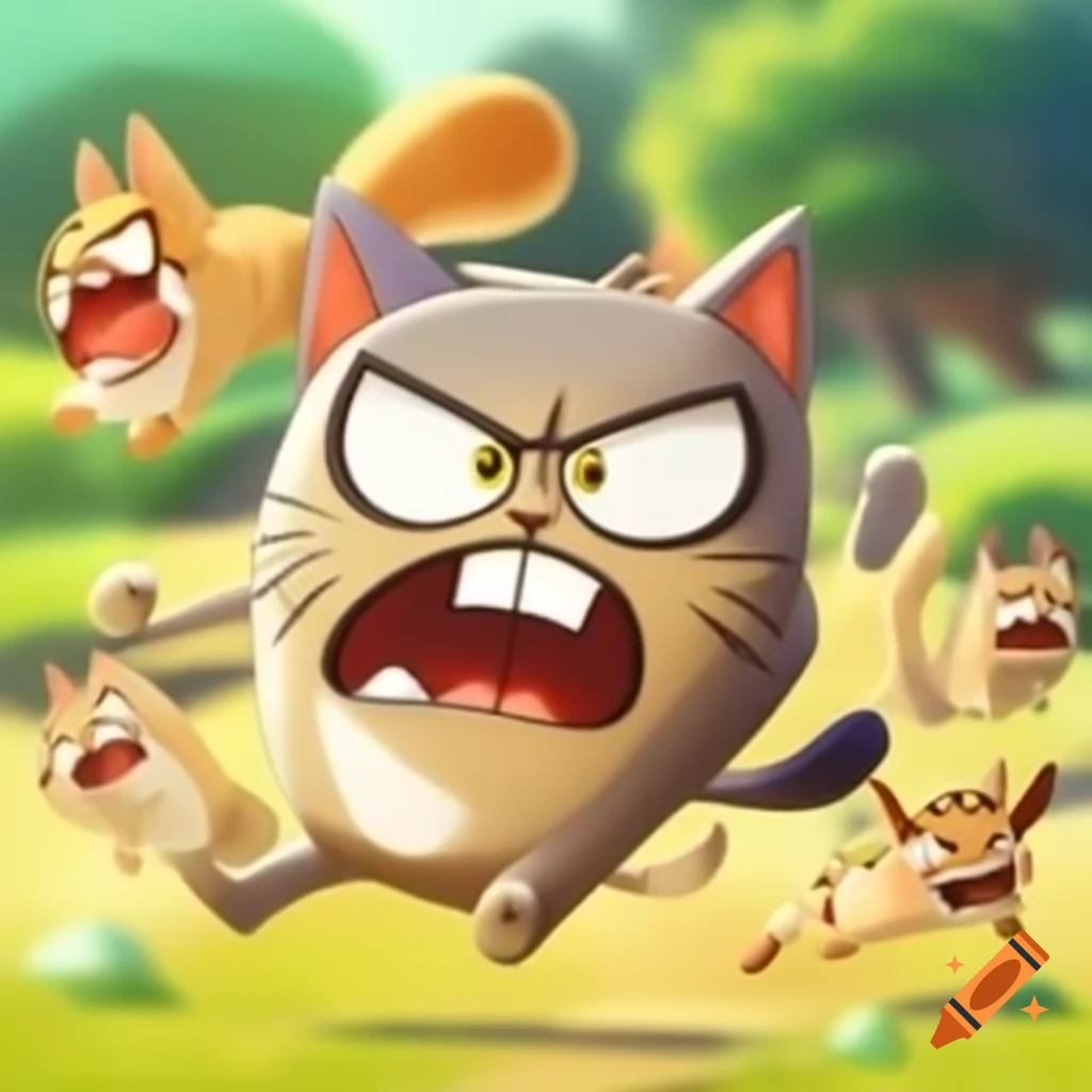 Angry cats and dogs running on Craiyon