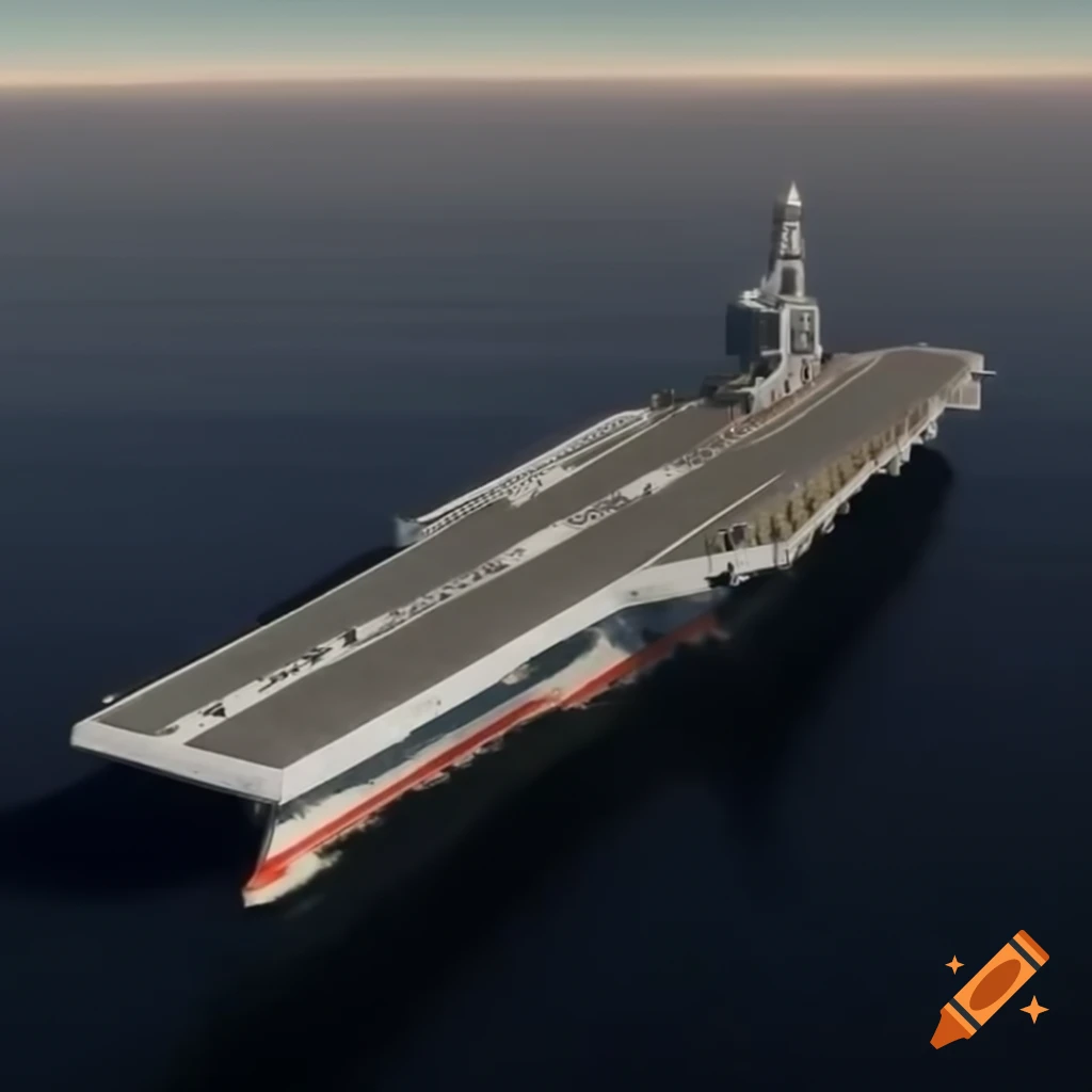 Spaceship resembling an aircraft carrier in orbit around mars on Craiyon