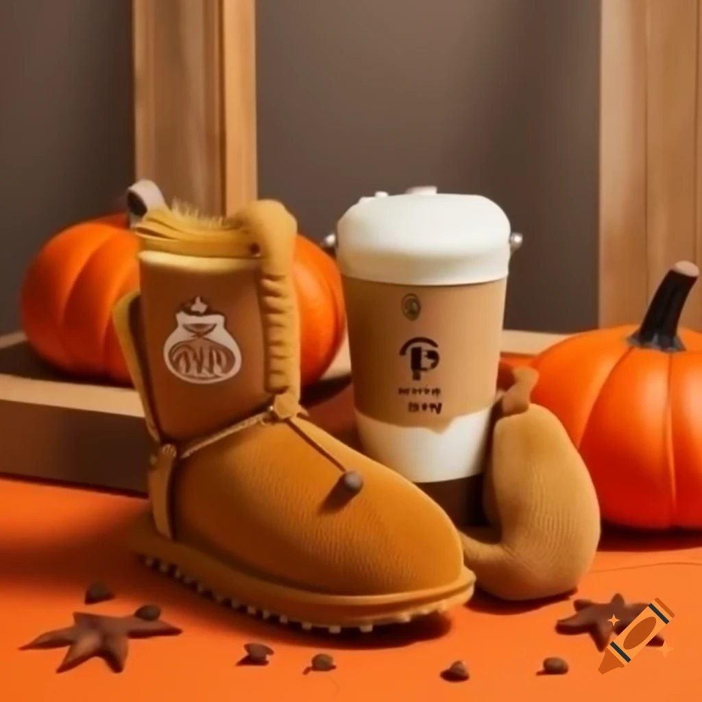 Fall themed candle label featuring Ugg boots, pumpkin spice latte, and ...