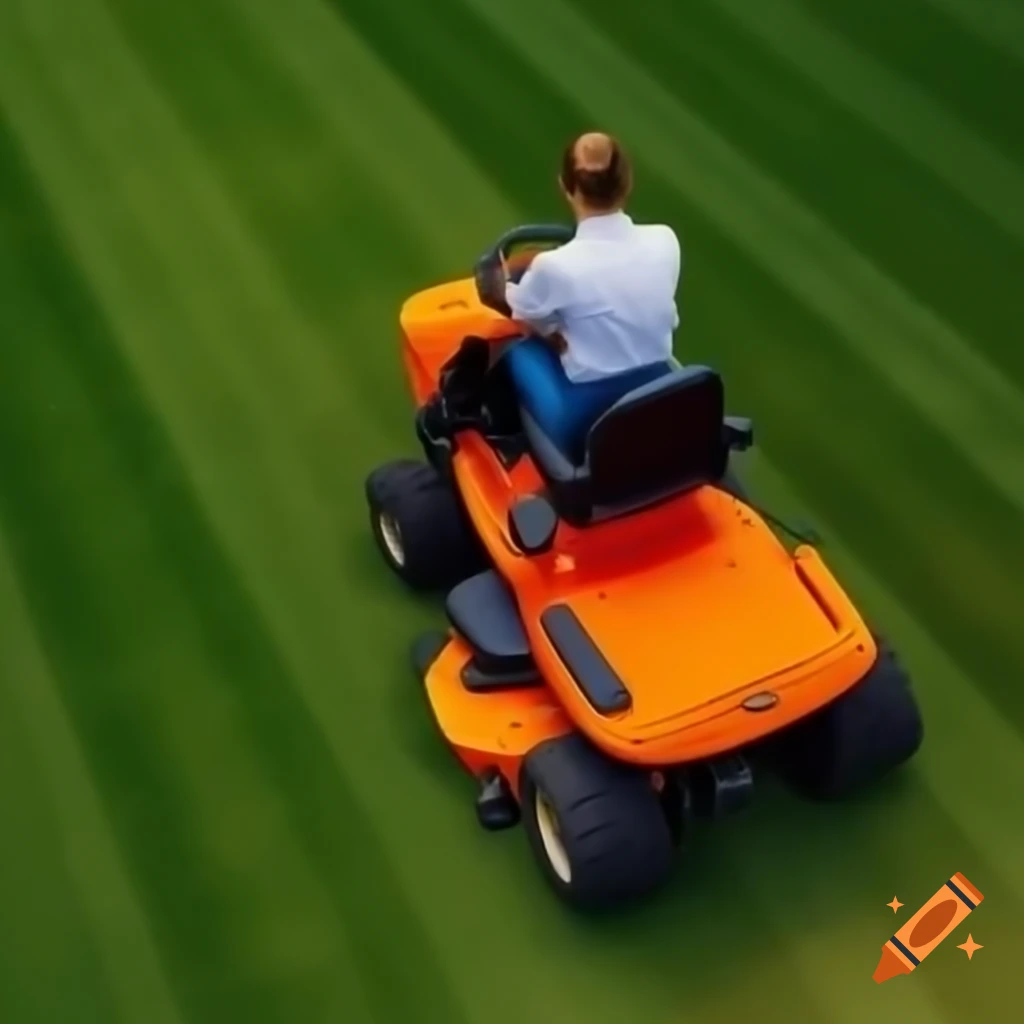 Mowing Lawn With Tennessee Orange Riding Lawnmower On Craiyon