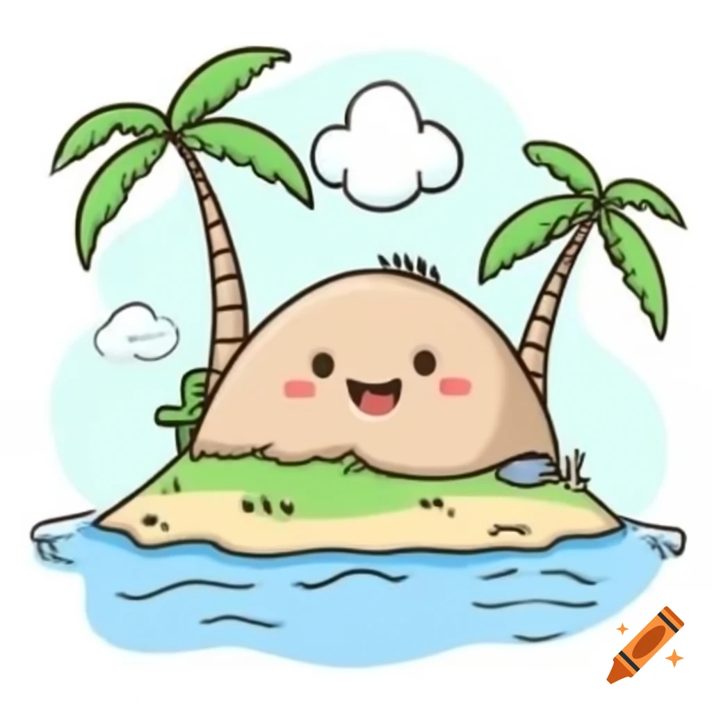 Colorful drawing of a happy tropical island on Craiyon
