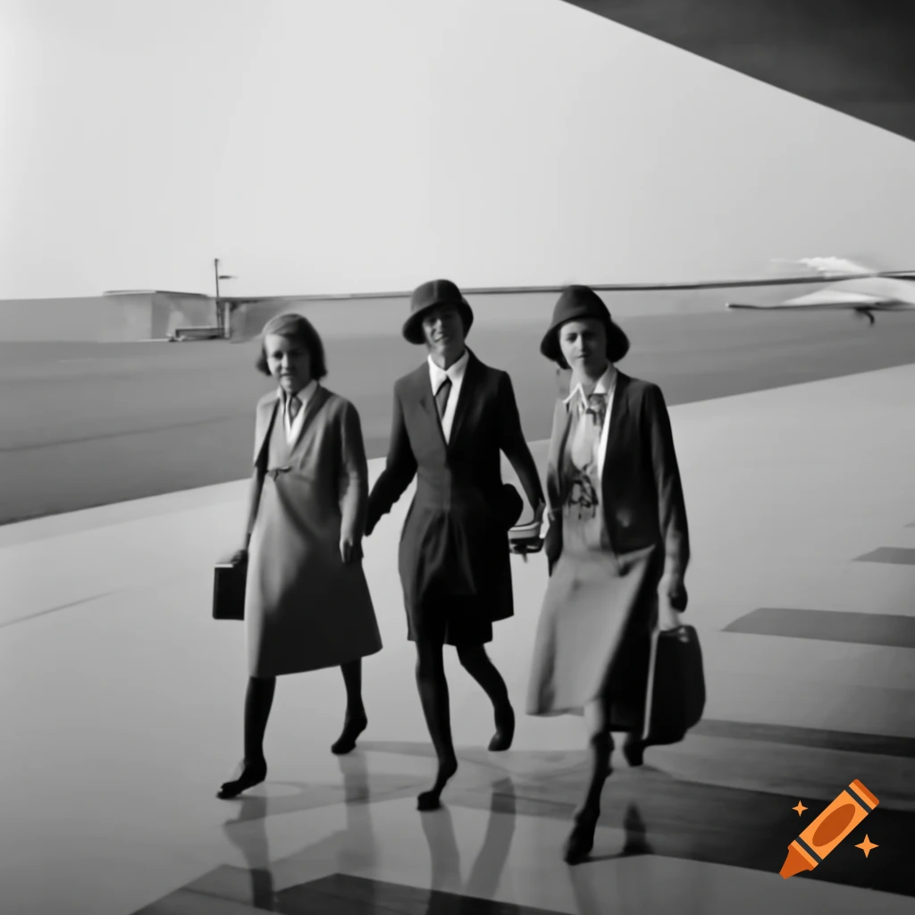 Women walking in airport setting on Craiyon