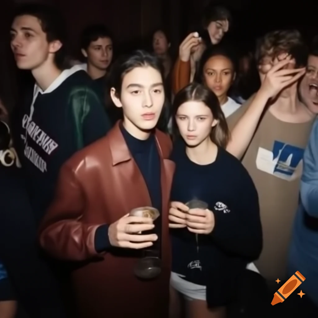 Students enjoying a party with drinks on Craiyon