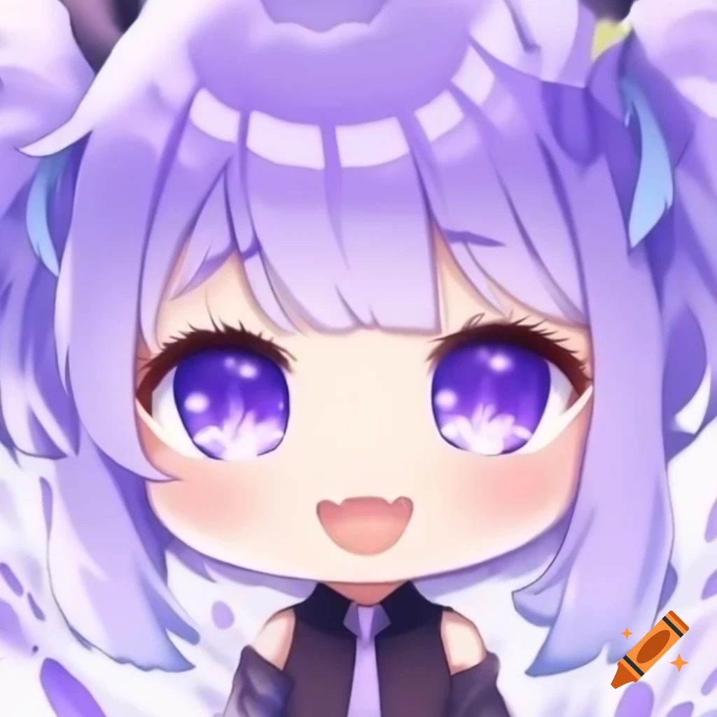 Chibi character with lavender hair in anime style on Craiyon