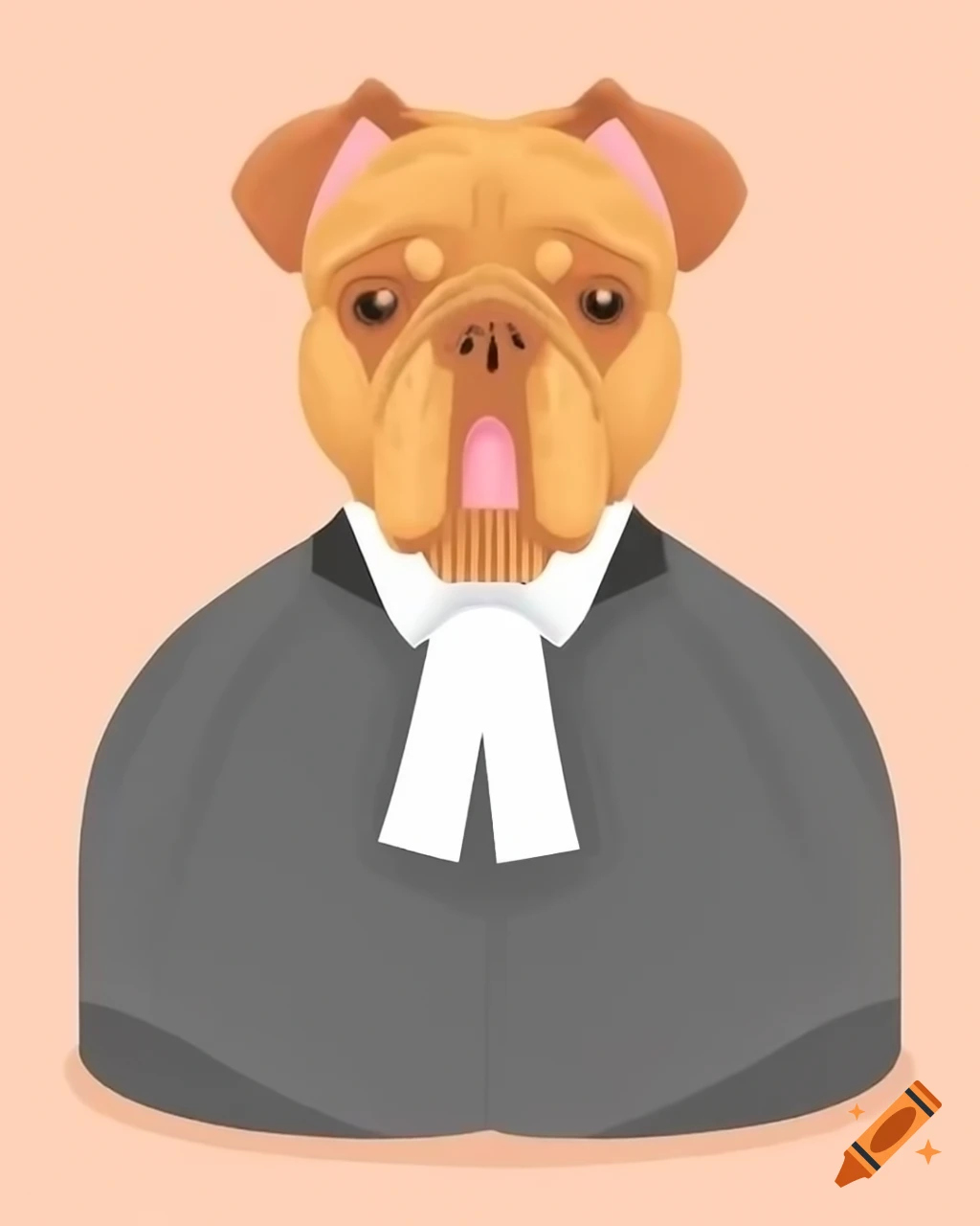 British bulldog dressed as a judge with a wig on Craiyon