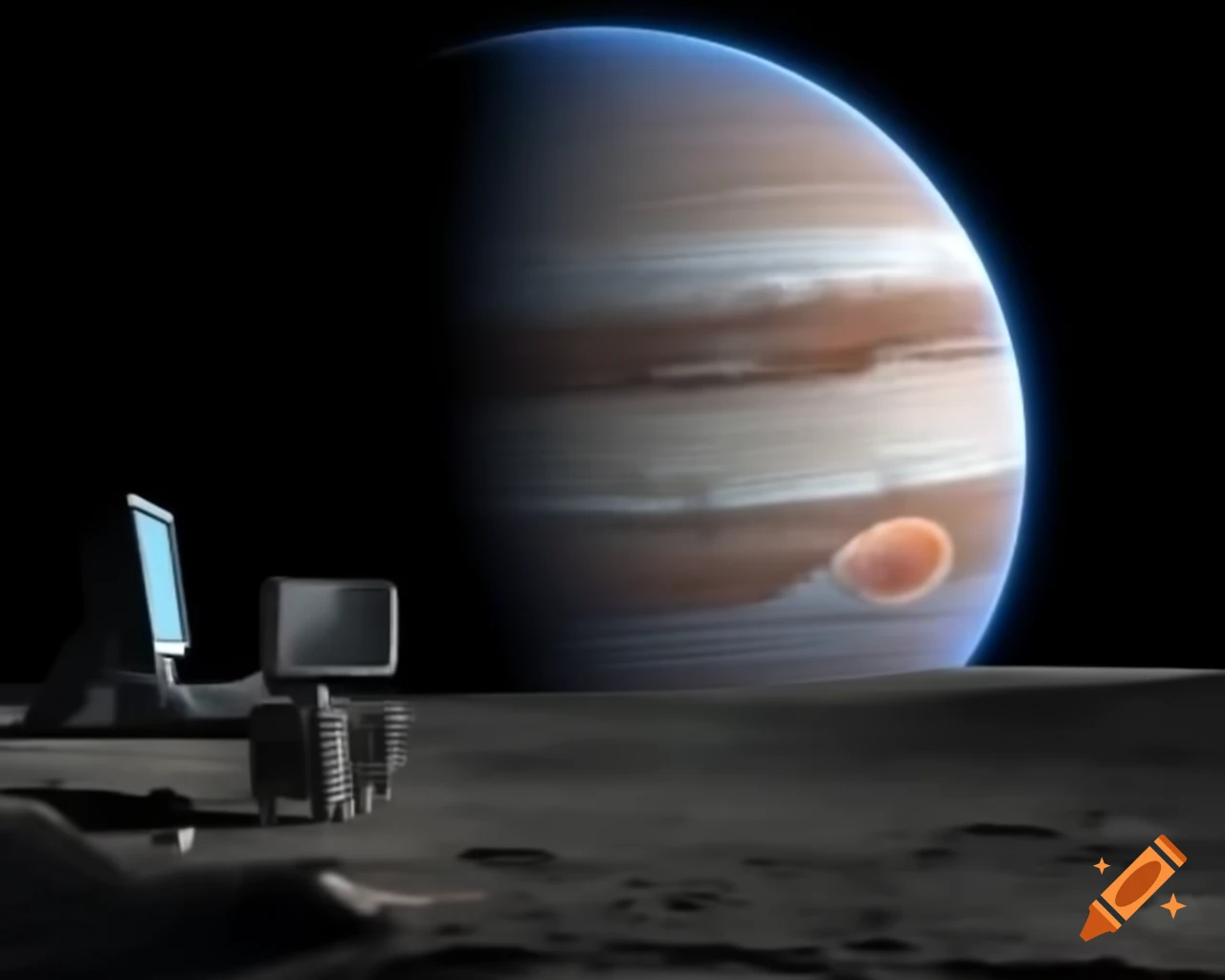 Neptune planet featuring Homo Erectus and a computer on Craiyon