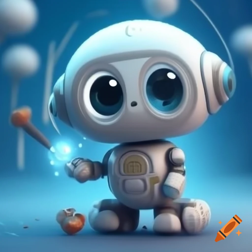 Cute robot puppy in spacesuit flying through nebula in space on Craiyon