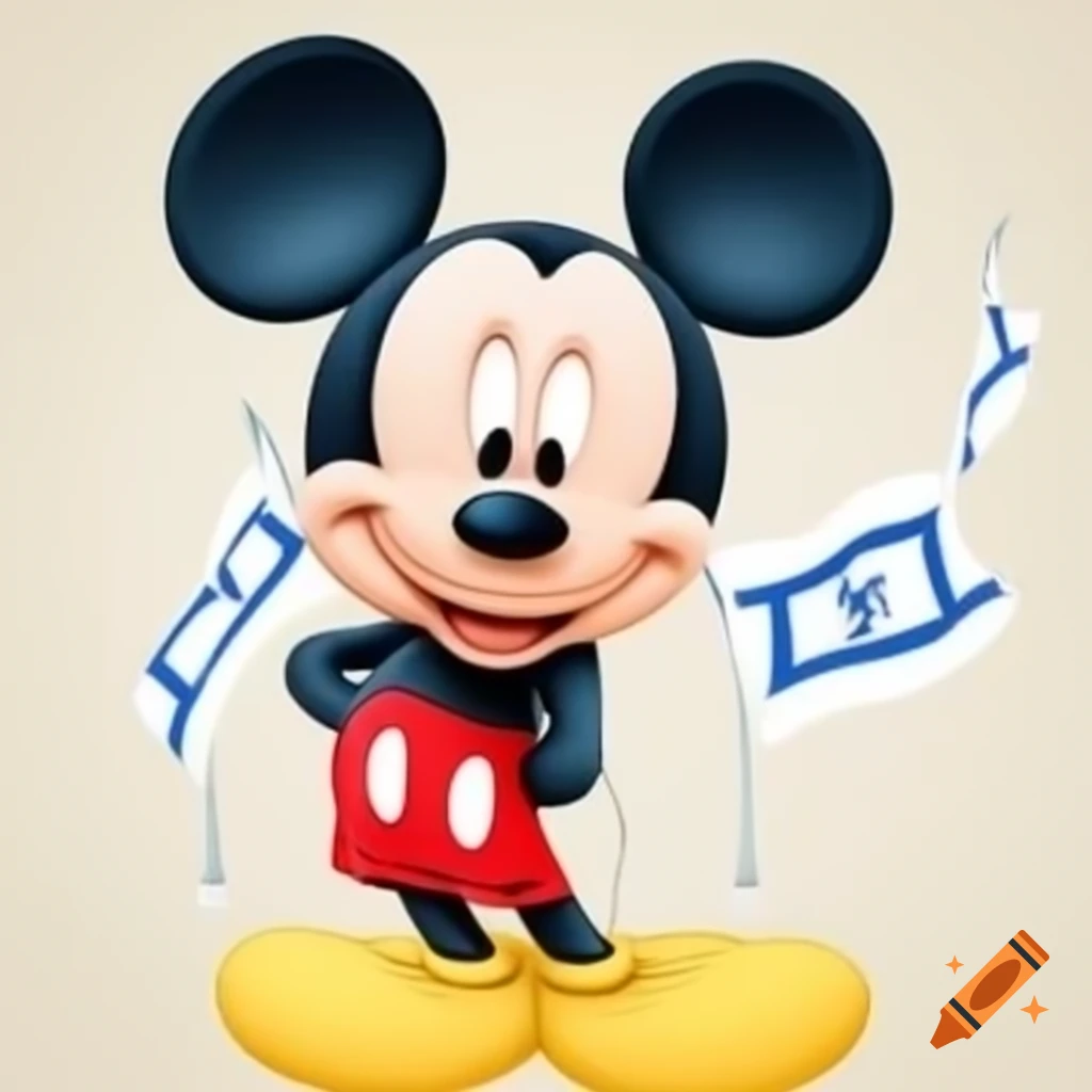 Mickey Mouse illustrated in Israel cartoon style on Craiyon
