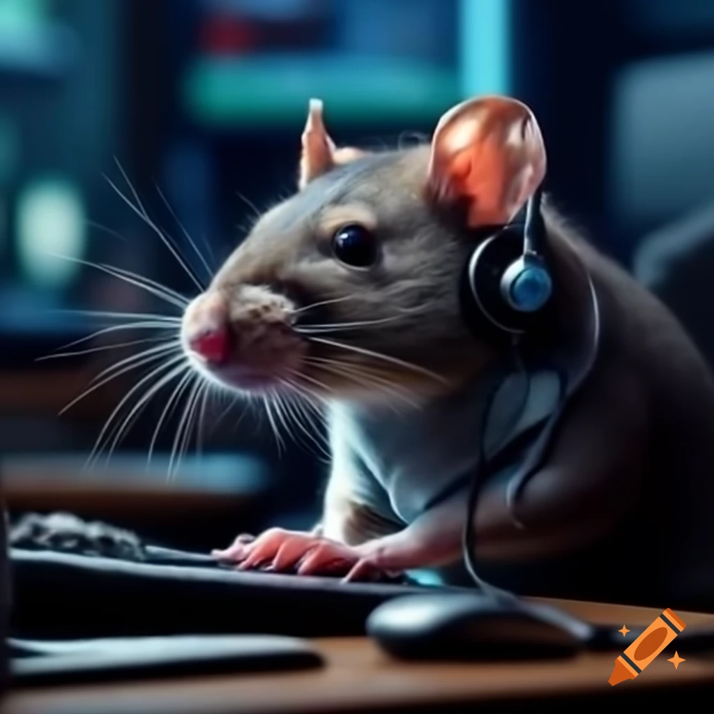Rat working at a call center on Craiyon