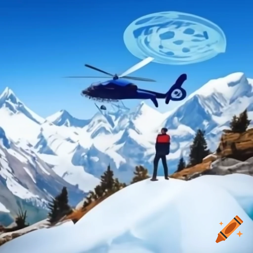 Man in thick clothing standing on snowy peak in the himalayas under ...