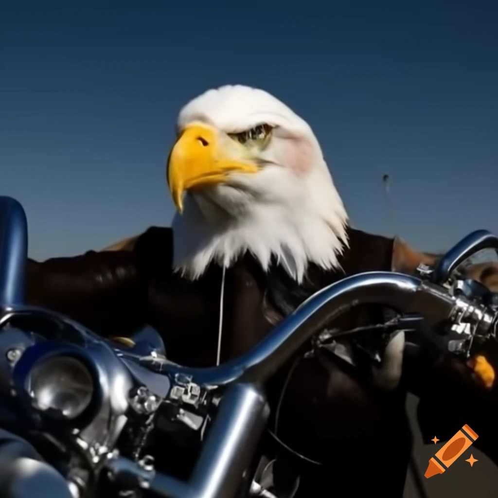 Eagle Head Rider on motorcycle on Craiyon