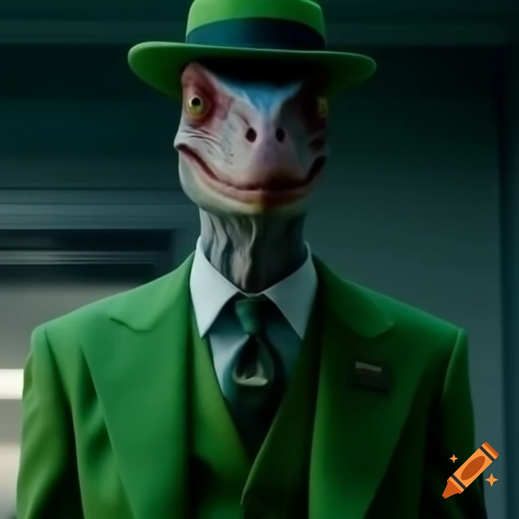 Velociraptor dressed in Riddler costume on Craiyon