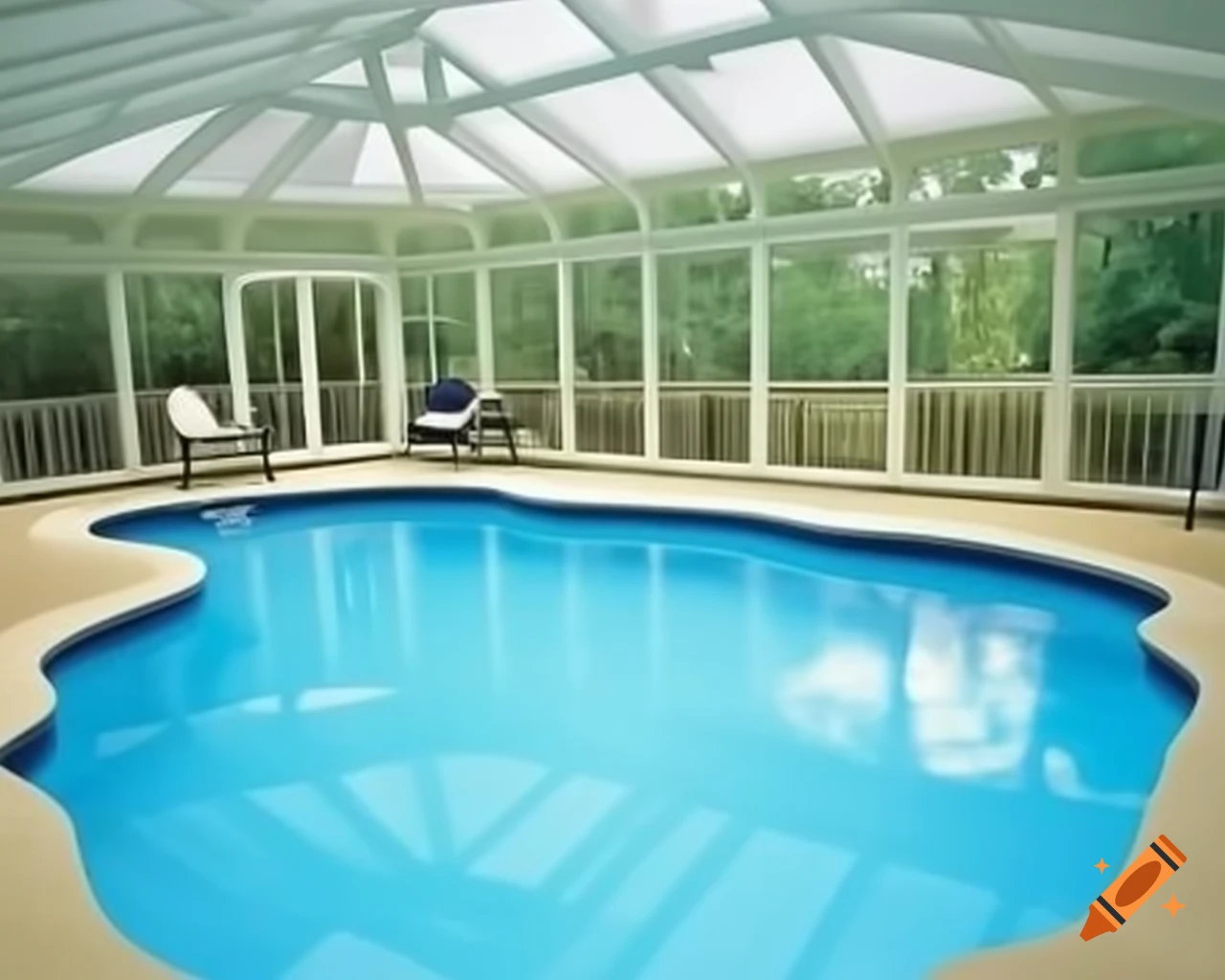 Interior view of a poolroom with billiard tables on Craiyon
