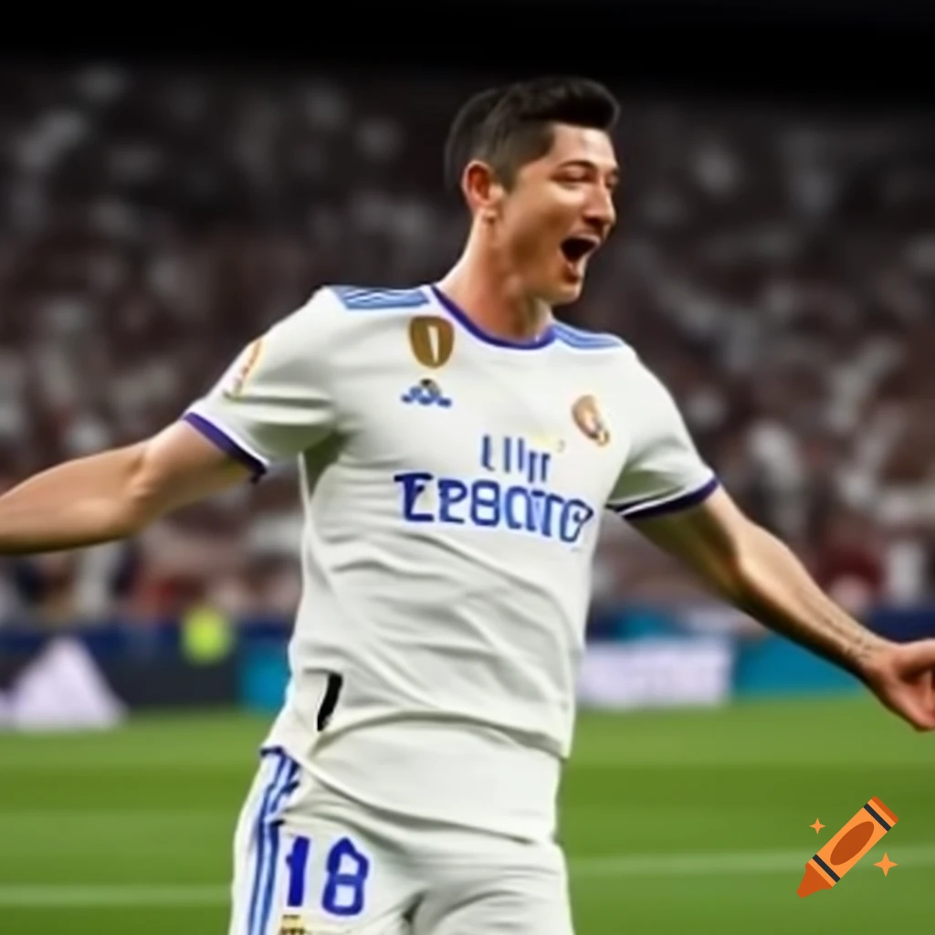 Lewandowski in Real Madrid attire on Craiyon