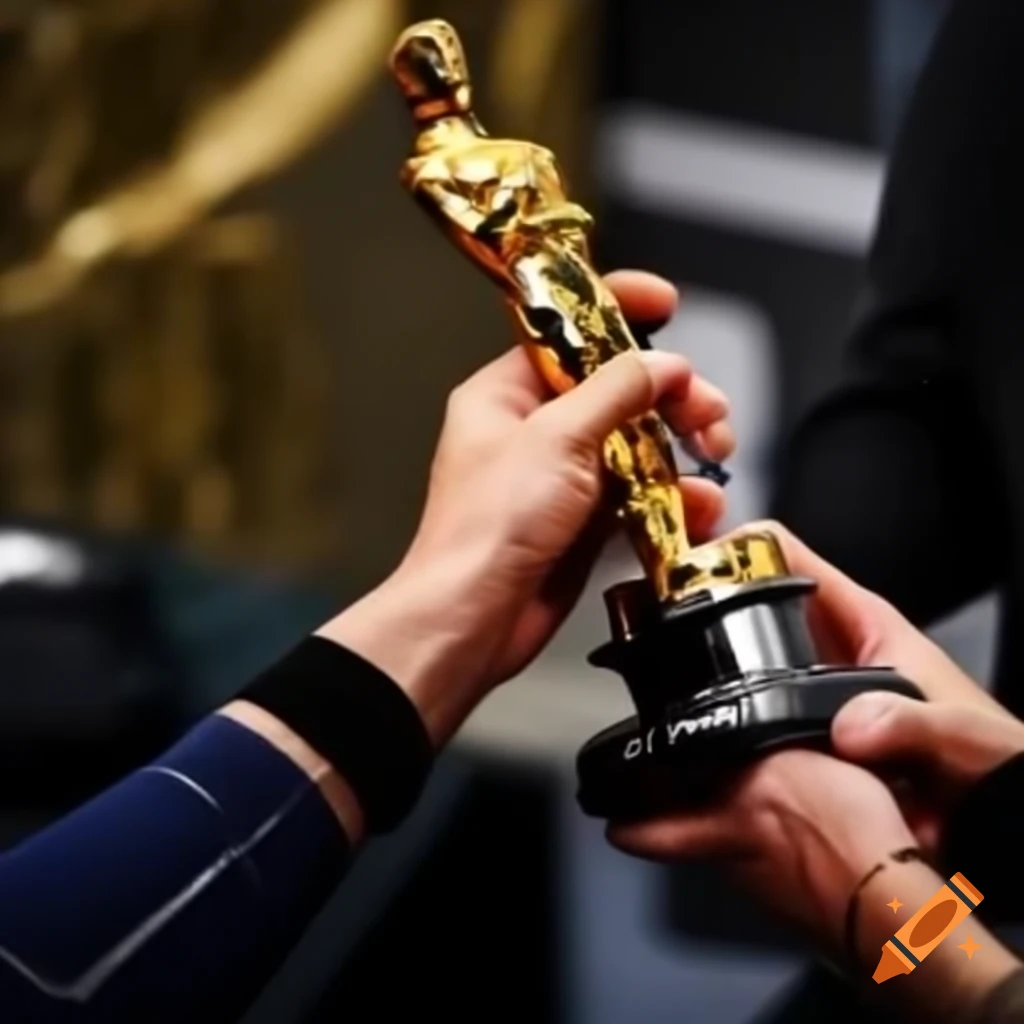 F1 driver Oscar Piastri receiving an award while holding a pastry on ...