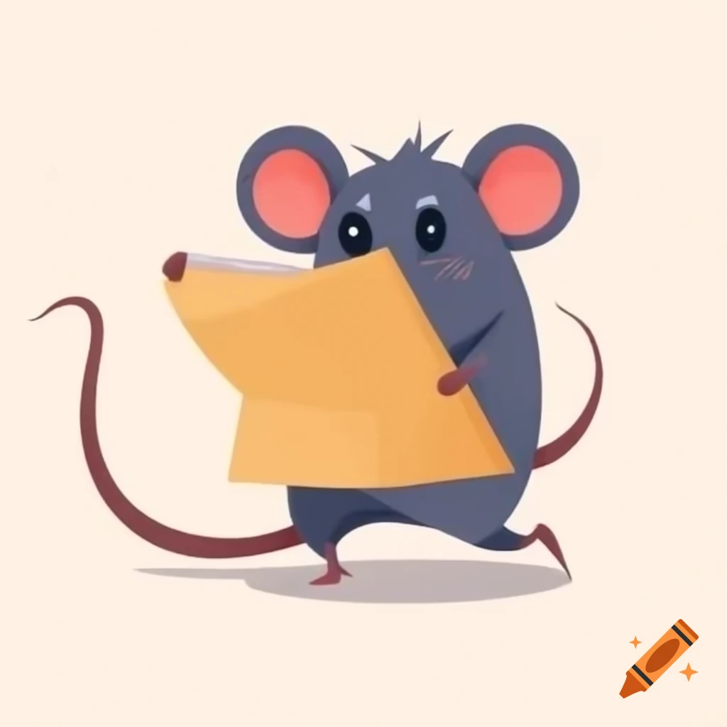 Mouse hitting goldfish bowl with baseball bat in child-like drawing ...