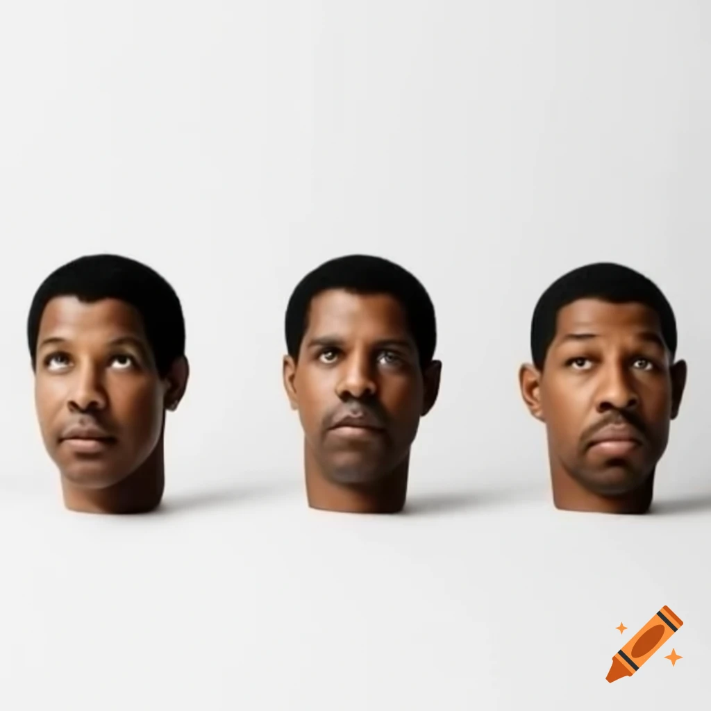 Three disembodied denzel washington heads in various orientations ...