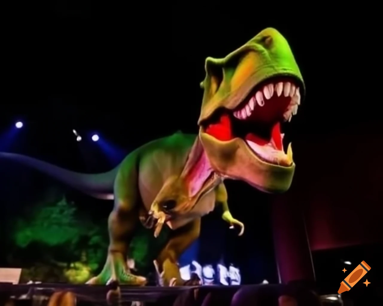 Colossal dinosaur in vibrant colors, symbolizing thrills and adventure ...