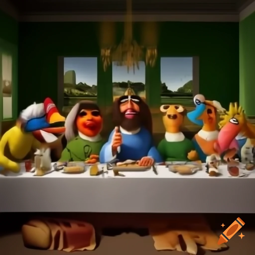 Modern interpretation of the last supper featuring muppet characters on ...