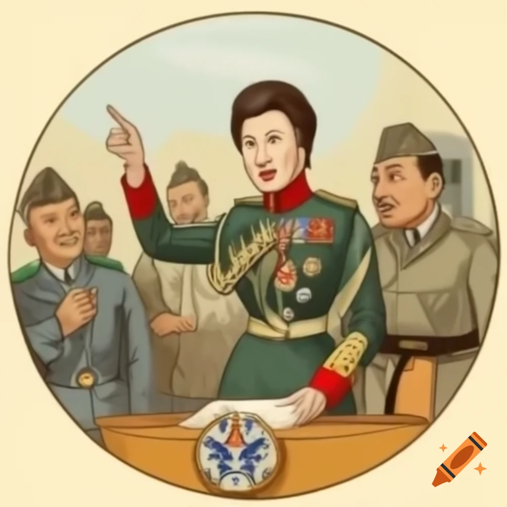 Army generals, including female generals, discussing around a round ...