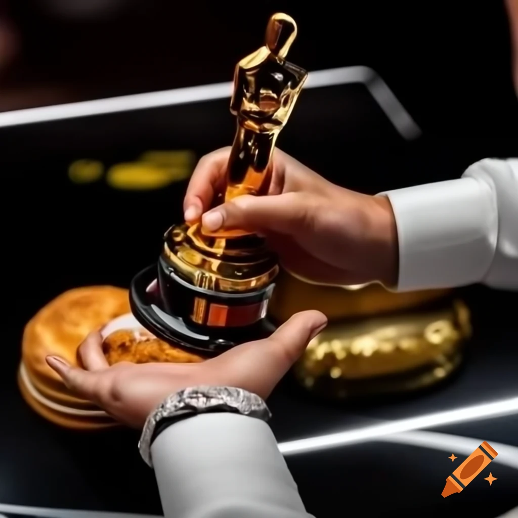 F1 driver oscar piastri receiving an award while holding a pastry on ...