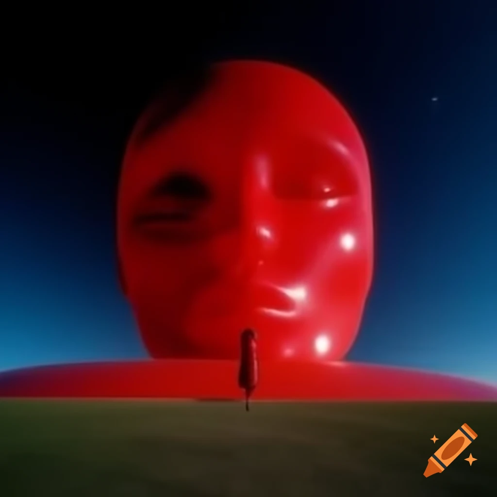Pop surreal photography featuring red glass statue on Craiyon