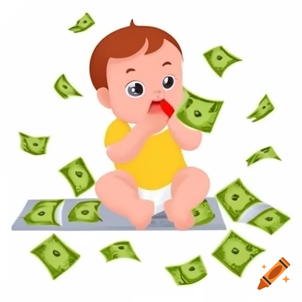 Baby holding or playing with money on Craiyon