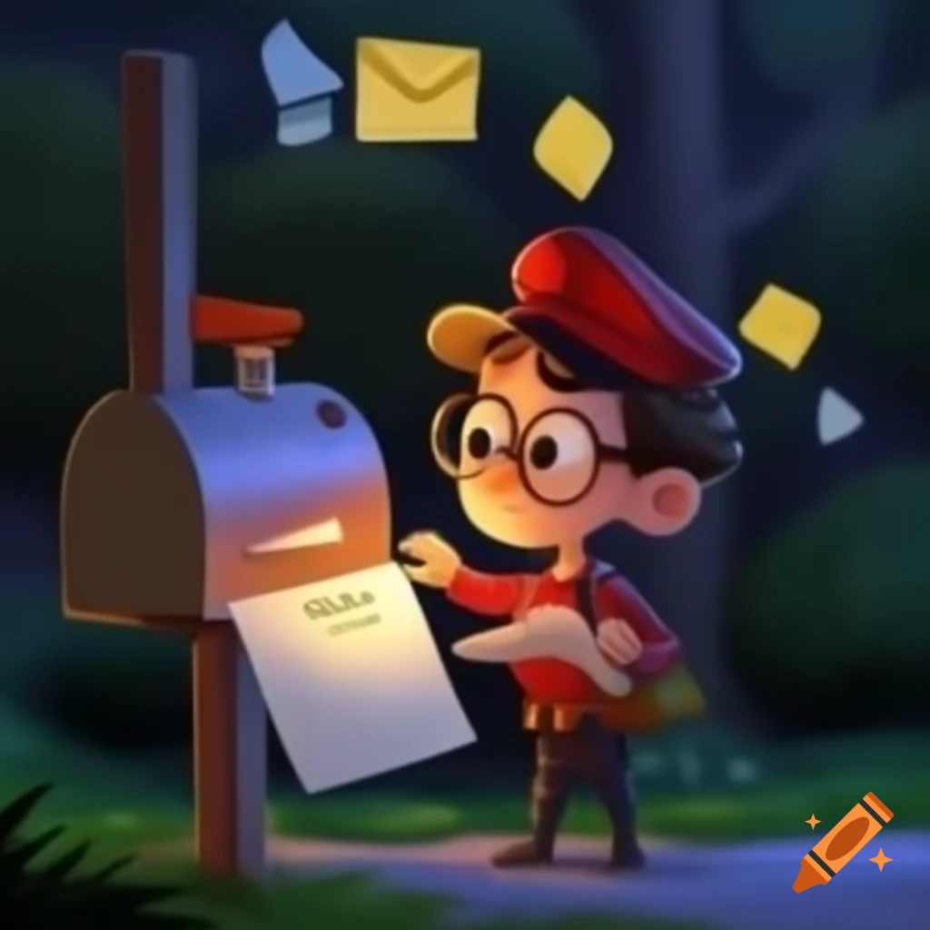 Postman placing letter into mailbox with digital glow symbolizing email ...