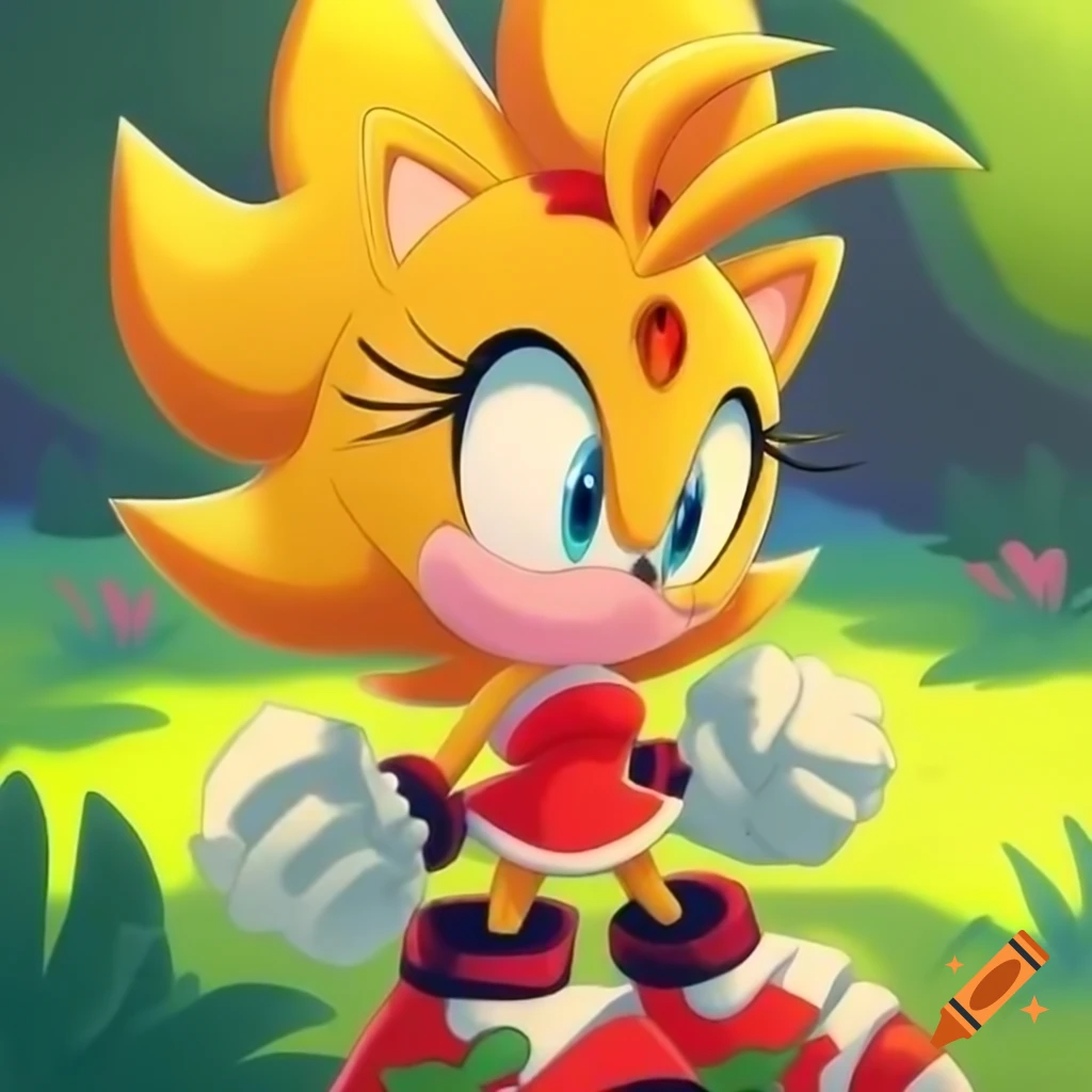 Sonic character depicted with flames on Craiyon