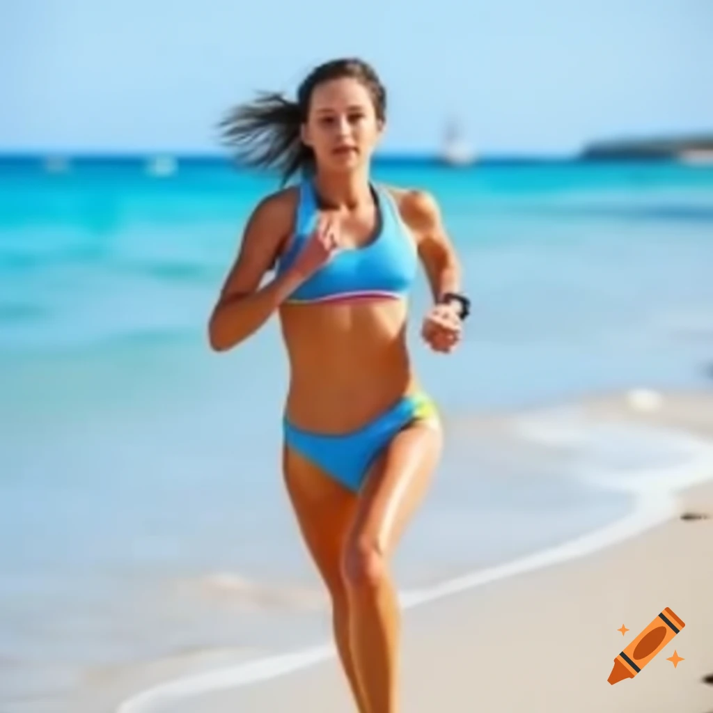 Marathon runner running on the beach on Craiyon